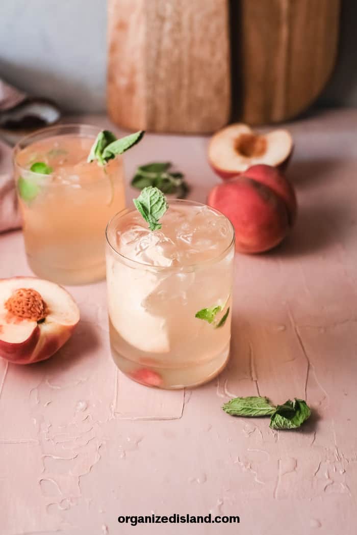 Peach Bourbon Smash Cocktail - Organized Island