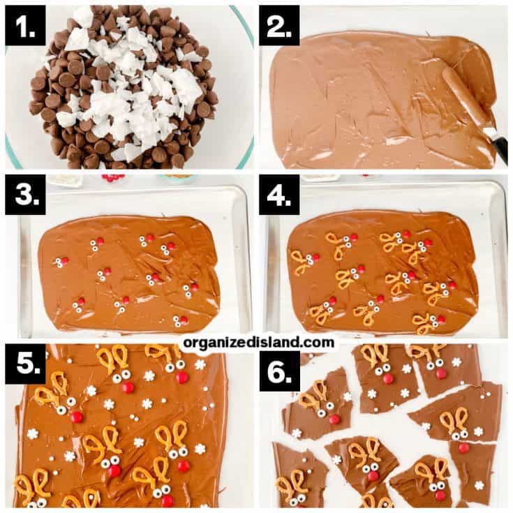 Christmas Chocolate Reindeer Bark - Organized Island