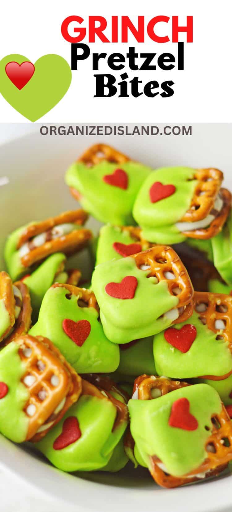 Grinch Pretzel Bites - Organized Island