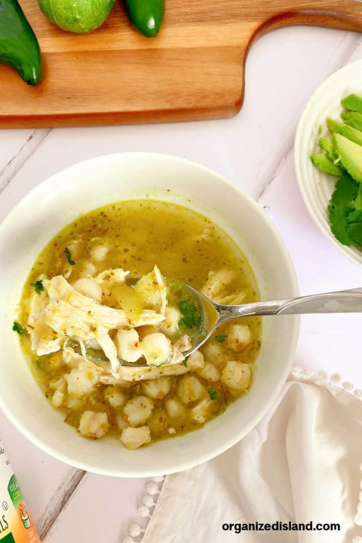 Easy Chicken Pozole Verde (Pozole Verde de Pollo) - Organized Island