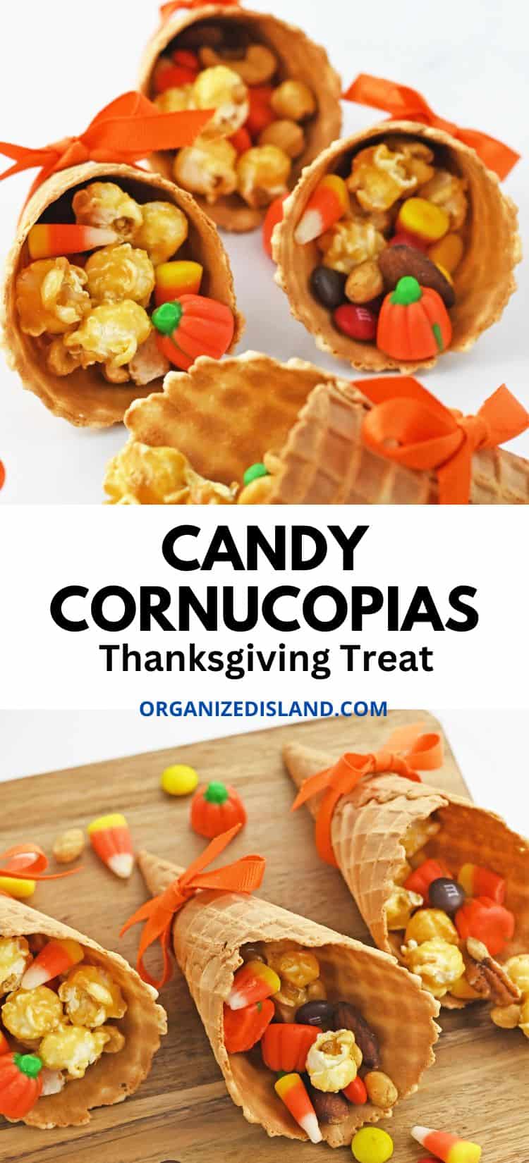 Candy Cornucopias Easy Thanksgiving Dessert - Organized Island