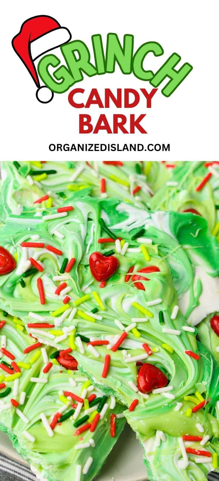Easy Grinch Bark Candy Christmas Recipe - Organized Island