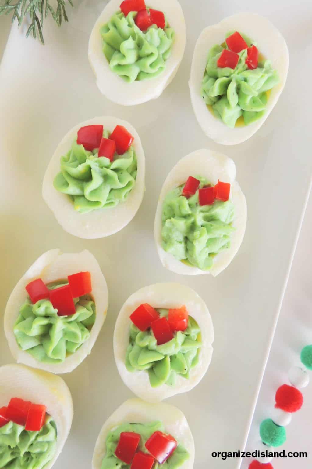 Christmas Deviled Eggs Holiday Appetizer Recipe - Organized Island