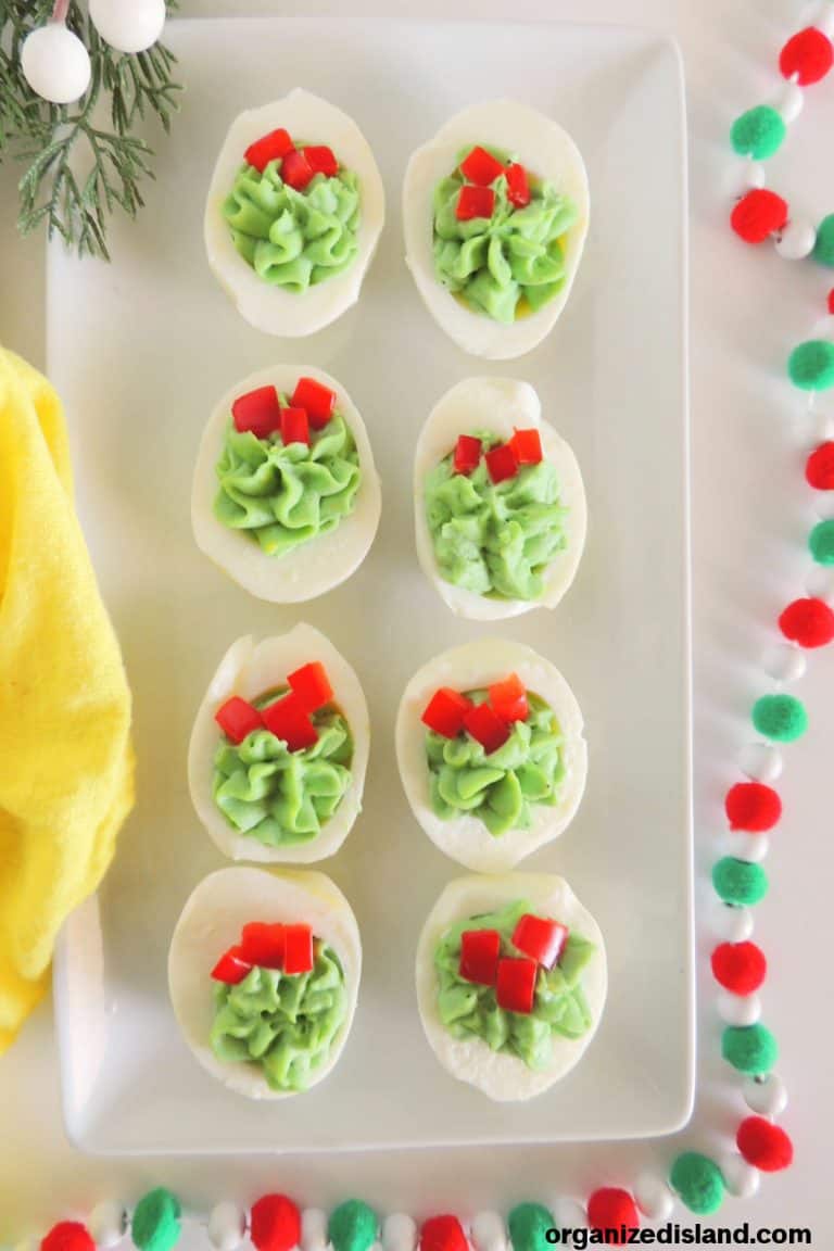 Christmas Deviled Eggs Holiday Appetizer Recipe - Organized Island