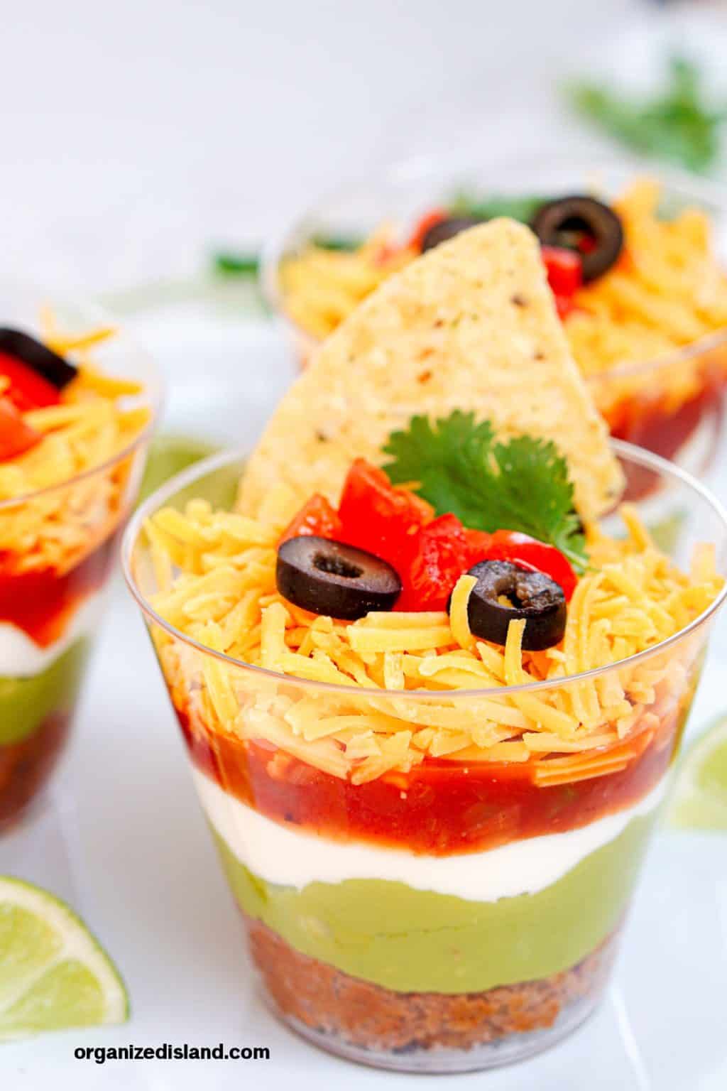 Easy 7 Layer Dip Cups – Perfect Party Appetizer - Organized Island