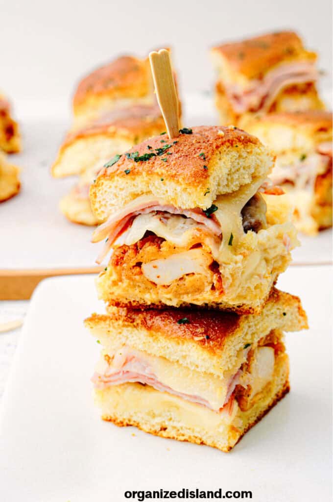 Easy Chicken Cordon Bleu Sliders Appetizer Recipe - Organized Island