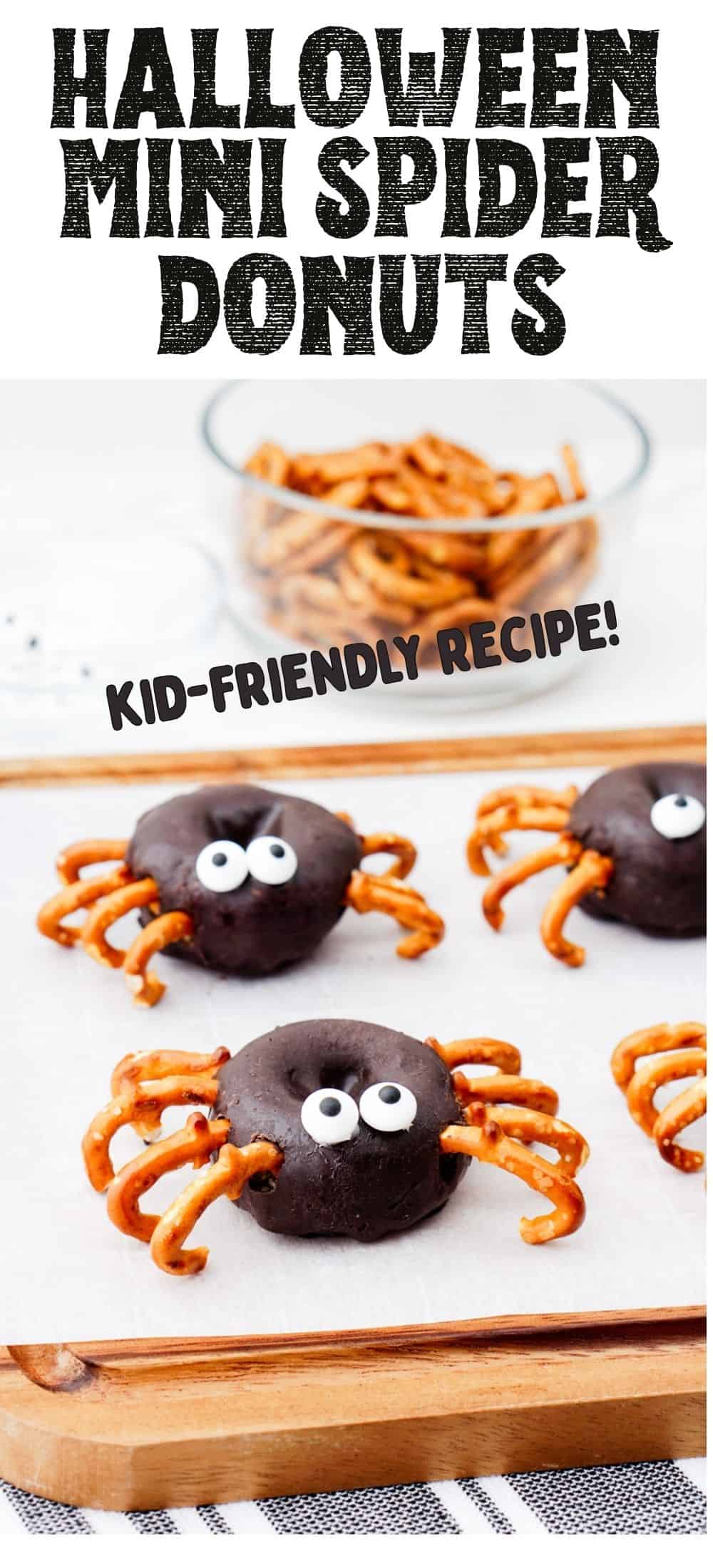 No Bake Mini Donut Spiders Halloween Treat - Organized Island