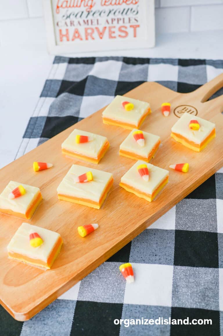 Candy Corn Fudge Easy Halloween Treat - Organized Island