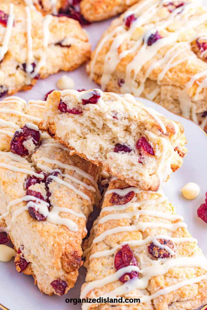 Cranberry White Chocolate Scones - Organized Island