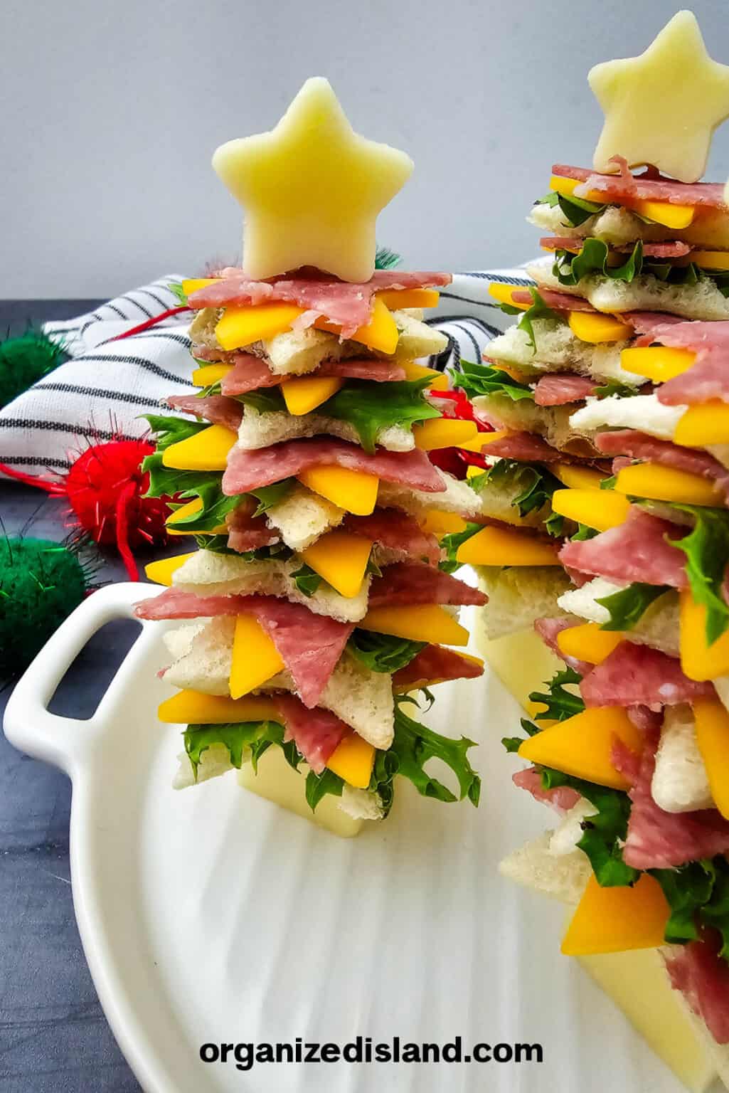 Christmas Tree Sandwich Stacks - Organized Island
