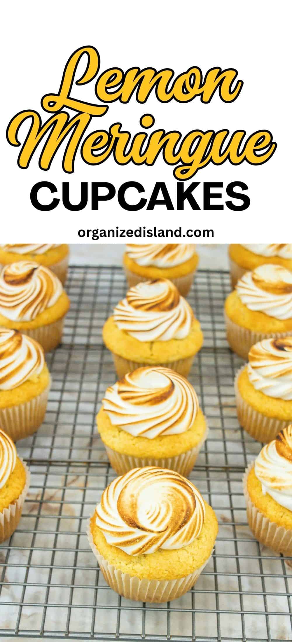 Lemon Cupcakes with Toasted Meringue Frosting - Organized Island