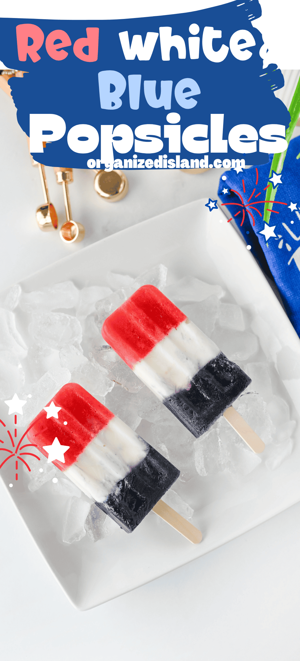 Red White and Blue Fruit Popsicles - Organized Island